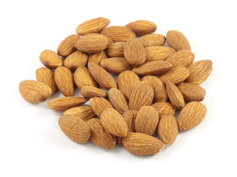 Handful of Almonds is Isolated on White Stock Photo - Image of ...