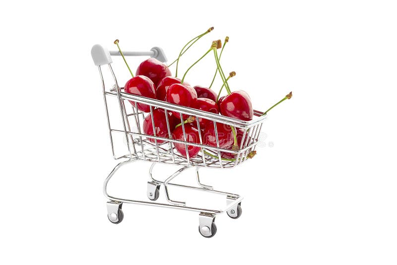 A Handful of Cherries in a Cart, Sweet Cherry Isolate Stock Photo ...