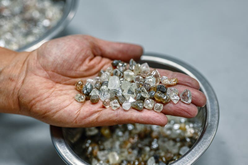 A Handful of Diamonds are in the Palm of Your Hand. Many Small Gems ...