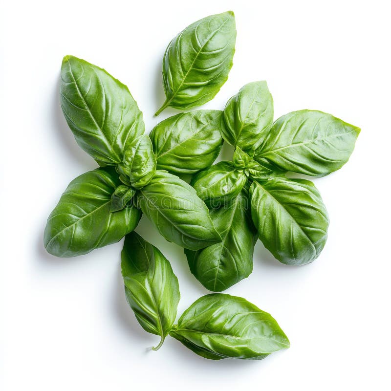 A Handful of Fresh Basil Leaves, Isolated on a White Background, Stock ...