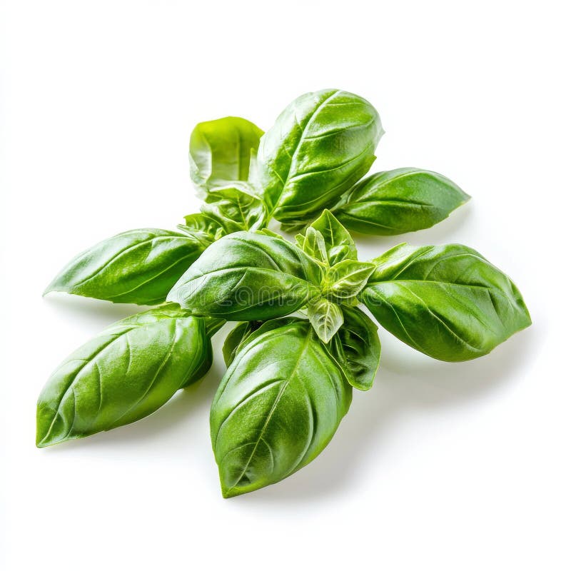 A Handful of Fresh Basil Leaves, Isolated on a White Background, Stock ...