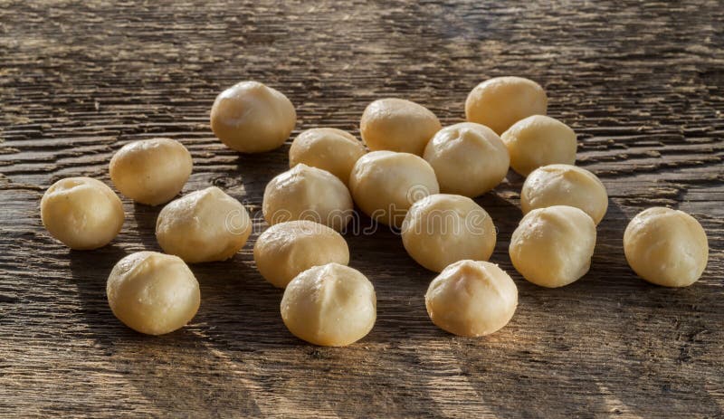 A Handful of Kernels of Macadamia Nuts. Stock Photo - Image of wood ...