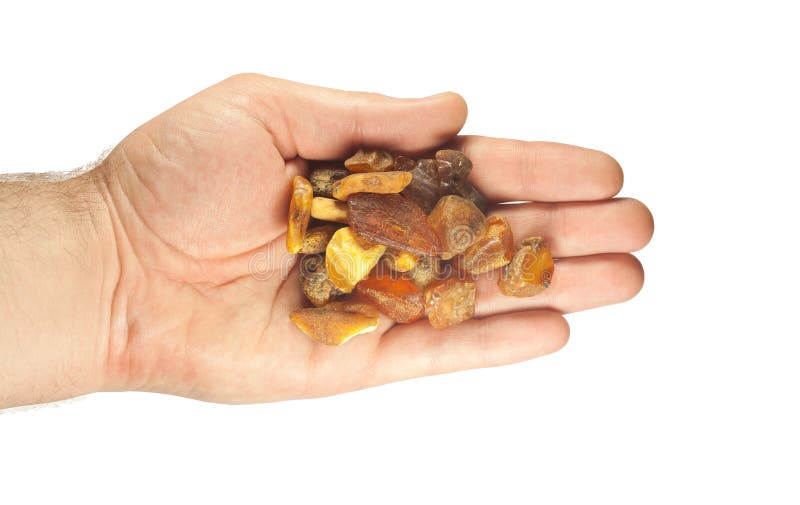 Handful of Large Pieces of Amber Stock Image - Image of mineral ...