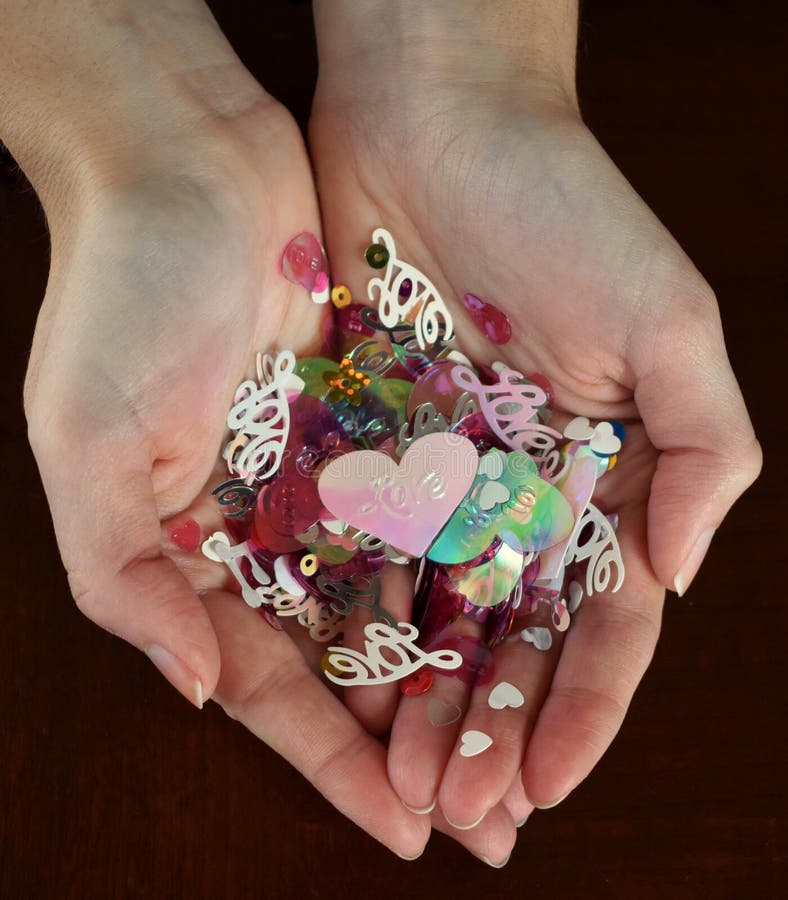 Handful of love confetti stock photo. Image of crush - 193171560
