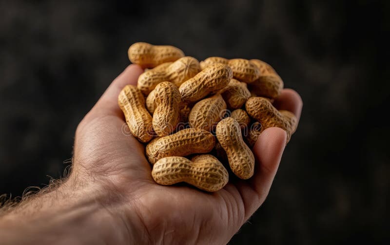Handful of Peanuts Against Dark Background Stock Illustration ...
