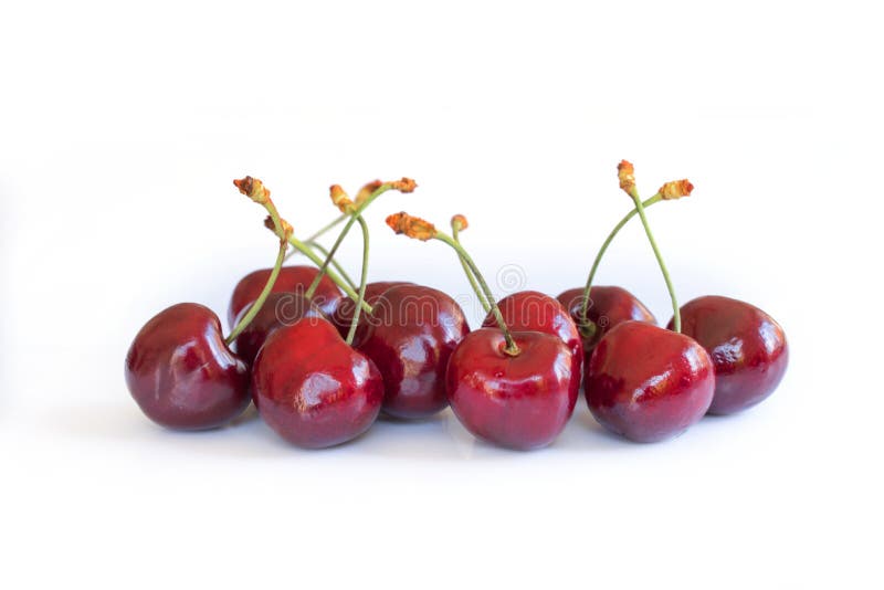 Row of Real Cherries on Wooden Background, Summer Fruit Panorama Stock ...