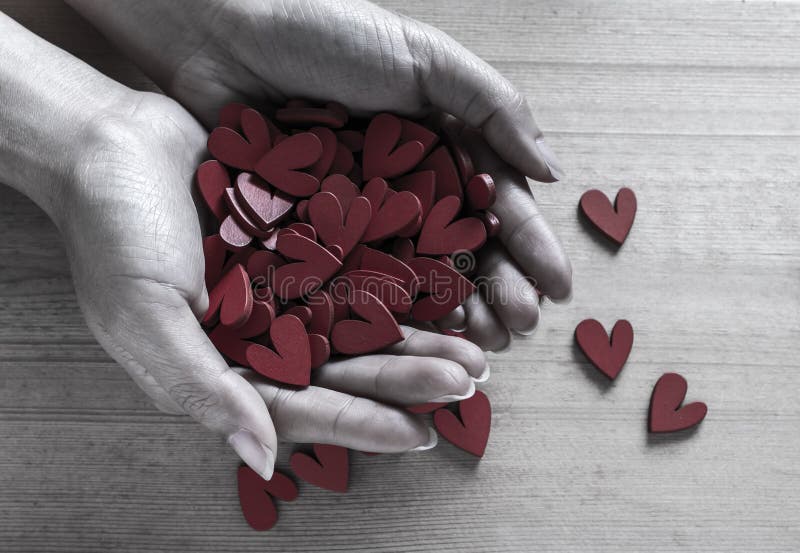 Handful of Red Heart Shaped Blocks Stock Image - Image of gift, holding ...