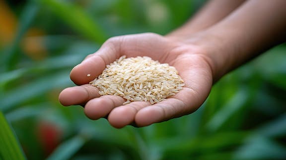 Handful of Rice Grains in a Hand Stock Photo - Image of eating ...
