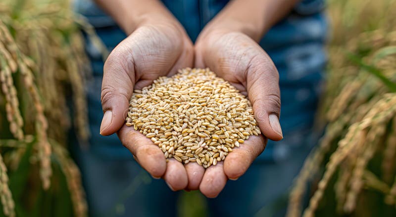 A Handful of Rice in His Hands Stock Image - Image of human, people ...
