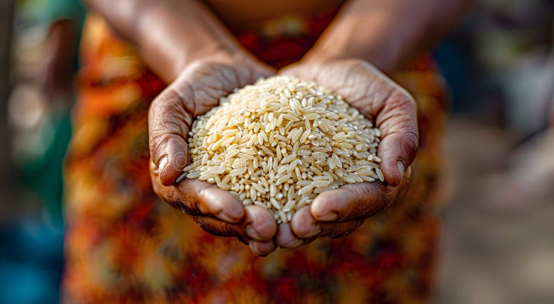 A Handful of Rice in His Hands Stock Photo - Image of health, nutrient ...