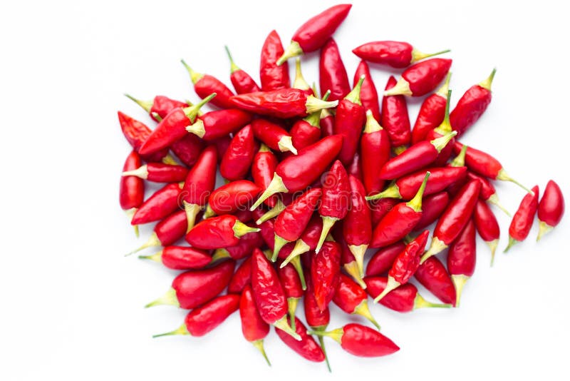 Handful of Small Chilli Peppers Isolated on White Stock Photo - Image ...