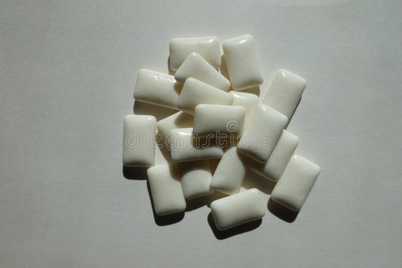 Handful of White Pieces of Chewing Gum from Above Stock Photo - Image ...