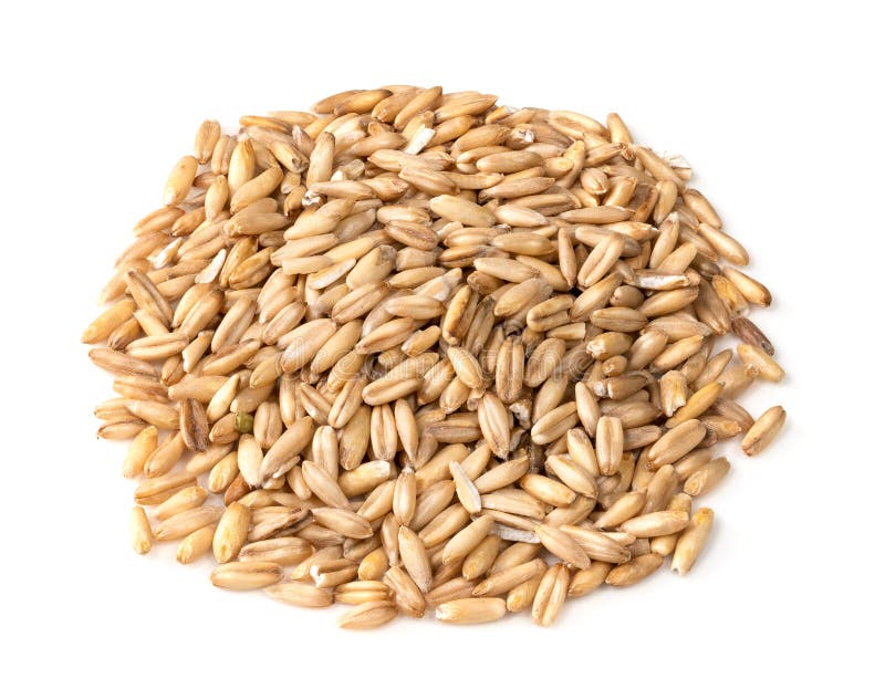 Handful of Wholegrain Oat Grains Closeup on White Stock Photo - Image ...