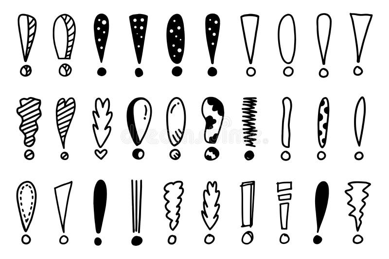 Handgeschreven Uitroepteken Tekenaar Doodle Hand Tekening Vector ...