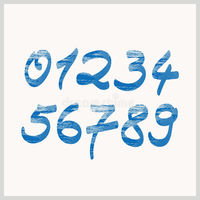 Handgeschriebene Zahlen in Zwei Gussarten Vektor Abbildung ...