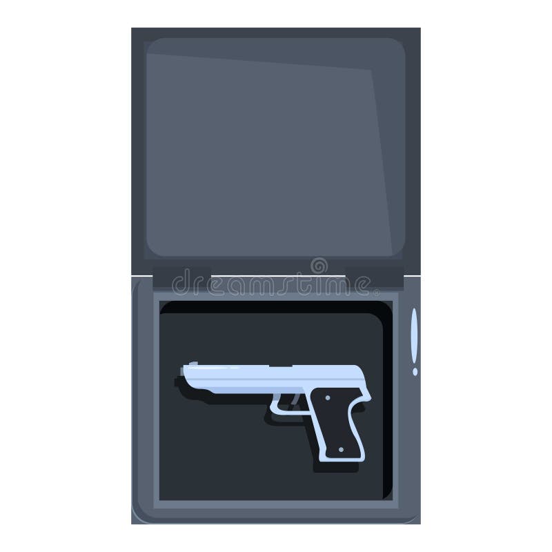 Safe Storage, Handgun Secured in Open Metal Safe for Security Stock ...