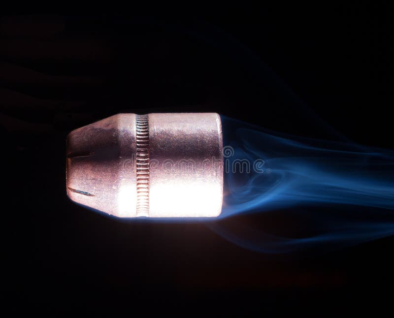Handgun bullet stock photo. Image of metal, smoking, flying - 48429256
