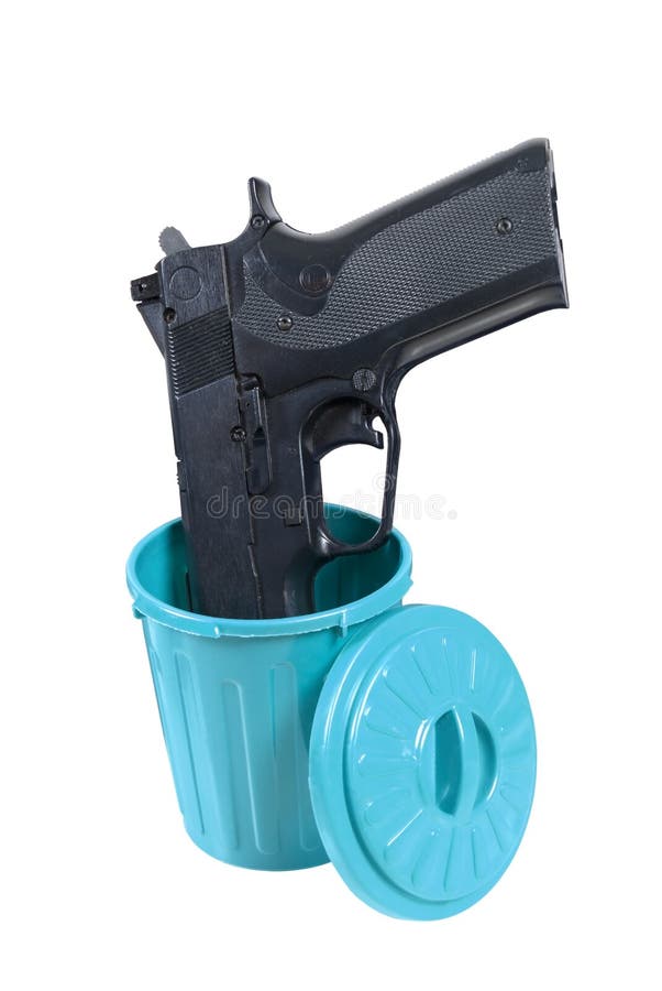 Handgun in a Garbage Container Stock Photo - Image of holder, protect ...