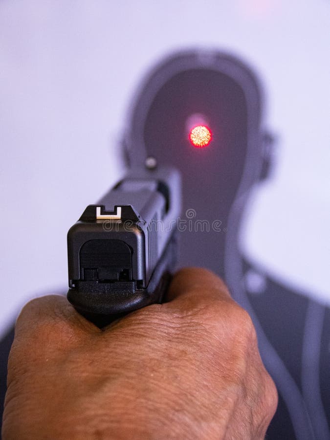 Handgun with Laser (Head) 2 Stock Image - Image of semiautomatic ...