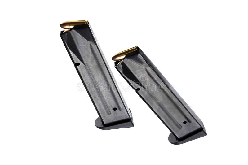 Pistol Magazine Isolated on White Stock Photo - Image of defense ...