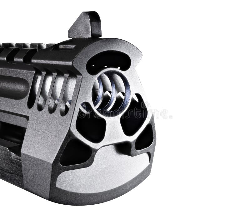 Handgun muzzle on white stock photo. Image of isolated - 228470750