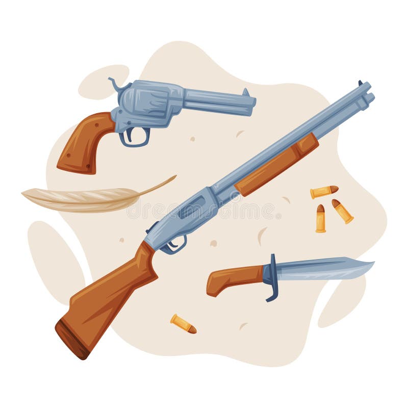 Handgun, Rifle and Knife As Wild West Object Vector Composition Stock ...
