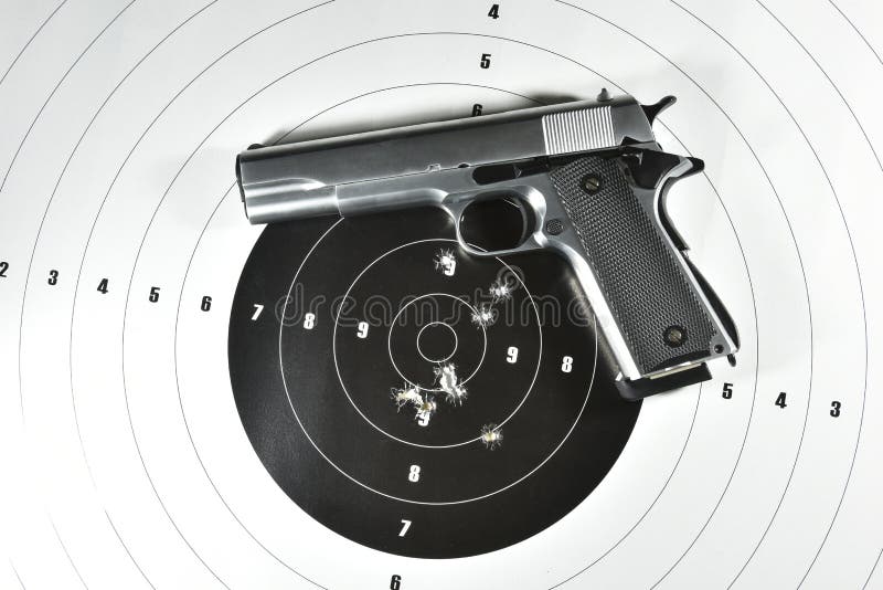 Handgun and Shooting Target Stock Photo - Image of fire, circle: 93181504