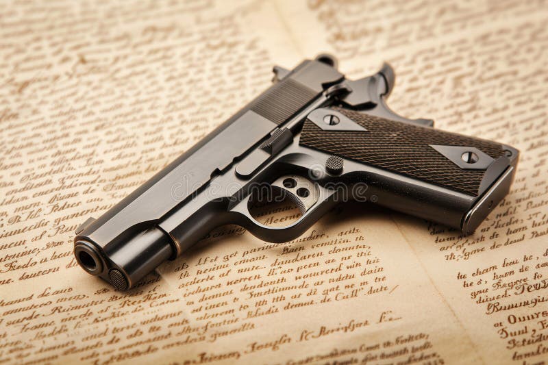 Handgun on a Table As a Concept of 2nd Amendment Stock Illustration ...