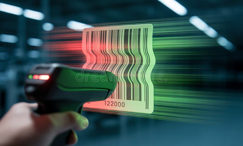 Handheld Barcode Scanner Aiming at Digital Barcode in Blurry Warehouse ...