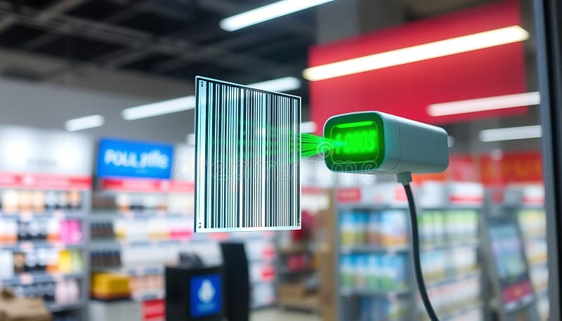 Handheld Barcode Scanner Scanning a Product in a Store Generative AI ...