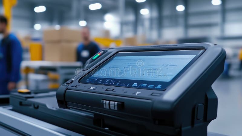Handheld Barcode Scanner Showing Shipment Information in Warehouse ...
