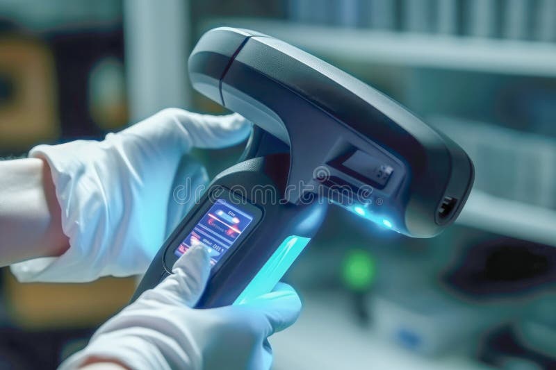 Handheld Barcode Scanner Used To Track and Register Biological Samples ...