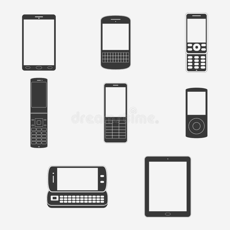Handheld Communication Gadgets Stock Illustration - Illustration of ...