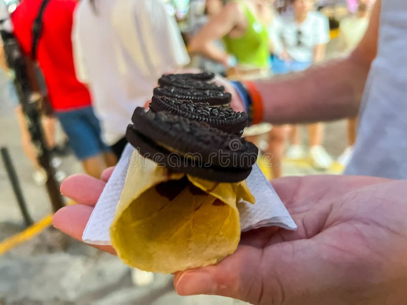 Handheld Dessert with Cookies and Chocolate Stock Image - Image of ...