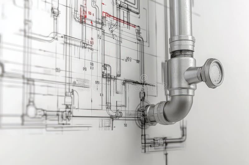 Handheld Diagnostic Tool Isolated Against Plumbing Schematics for ...