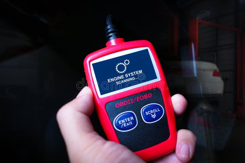 Handheld Engine Diagnostic Obd Tool in Use Stock Image - Image of check ...