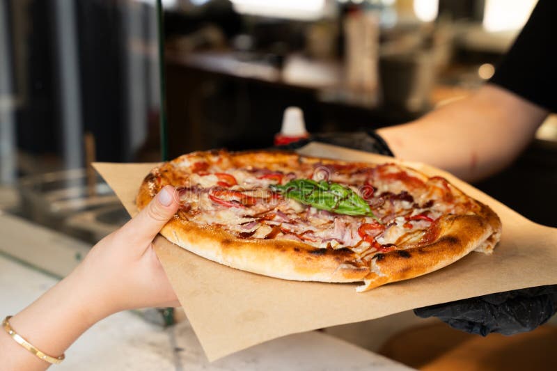 Handheld Fresh Gourmet Pizza Stock Image - Image of onion, handheld ...