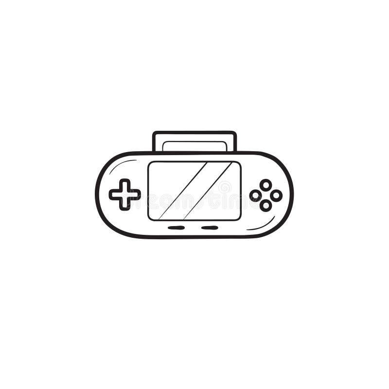Handheld Game Console Hand Drawn Outline Doodle Icon. Stock Vector ...