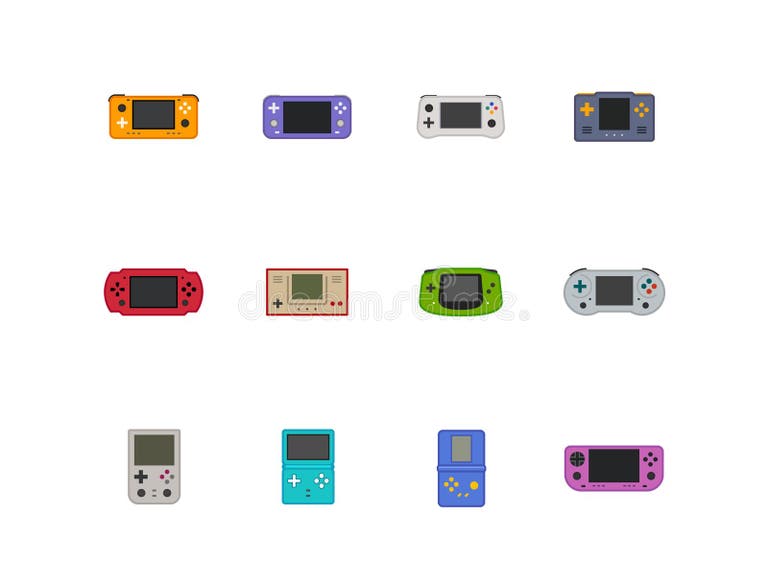 Handheld Game Console Icon Set in Colorful Style Stock Vector ...