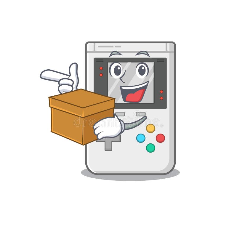 Handheld Game Scroll Cartoon Character Bringing a Box Stock Vector ...