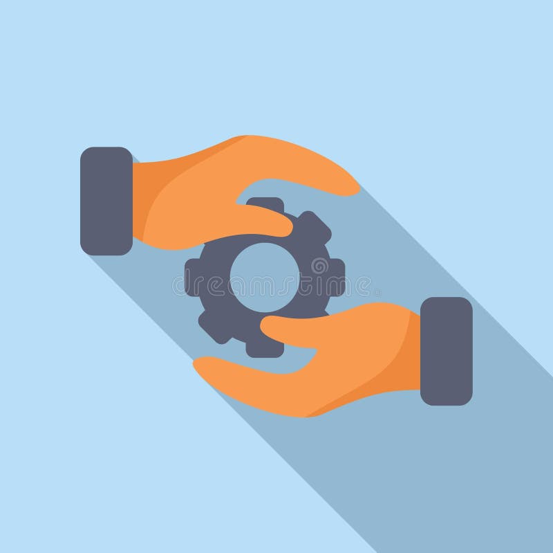 Flat Design Vector of Two Hands Holding a Mechanical Gear Stock ...