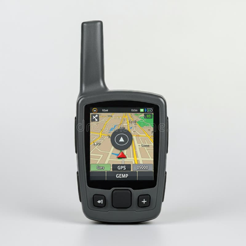 Handheld GPS Device with a Rectangular Screen Displaying a Colorful ...