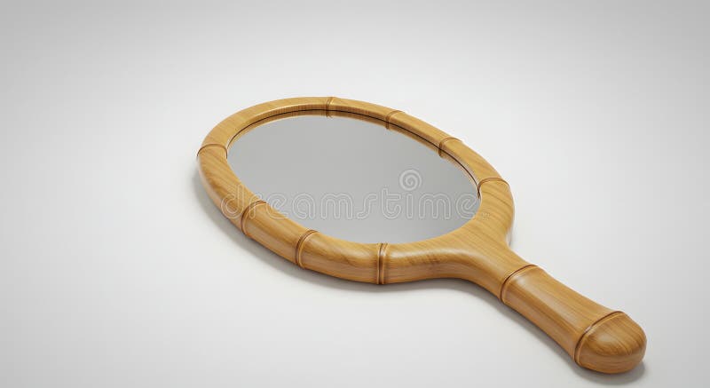Handheld Mirror with Bamboo Style Frame and Handle Stock Illustration ...