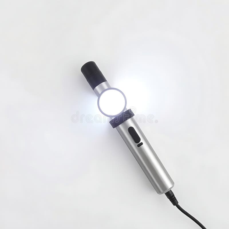 A Handheld Otoscope with a Bright Light Isolated on a Plain White ...