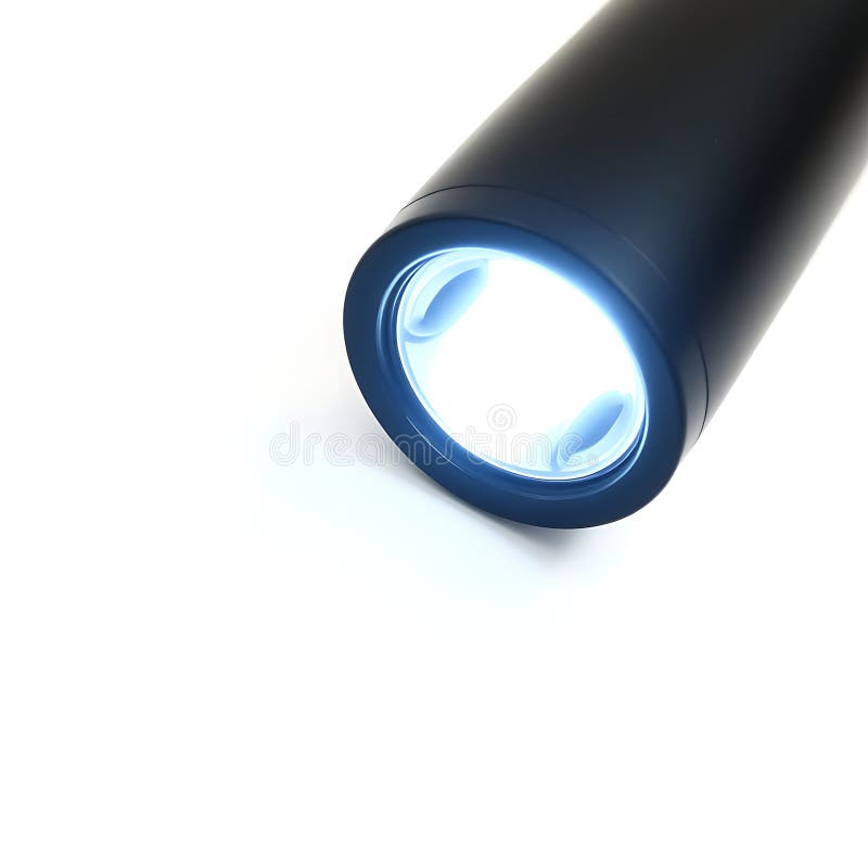 A Handheld Otoscope with a Sleek Black Handle and Bright LED Light on a ...