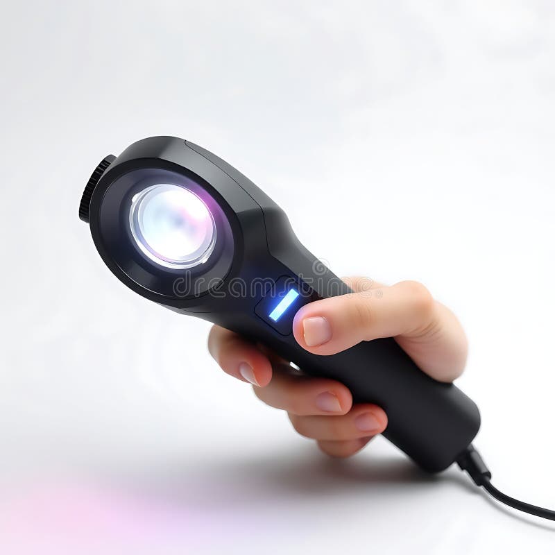 A Handheld Otoscope with a Small LED Light and Handle Displayed on ...