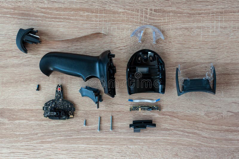 Handheld Scanner on a Wooden Table Stock Image - Image of device, tool ...