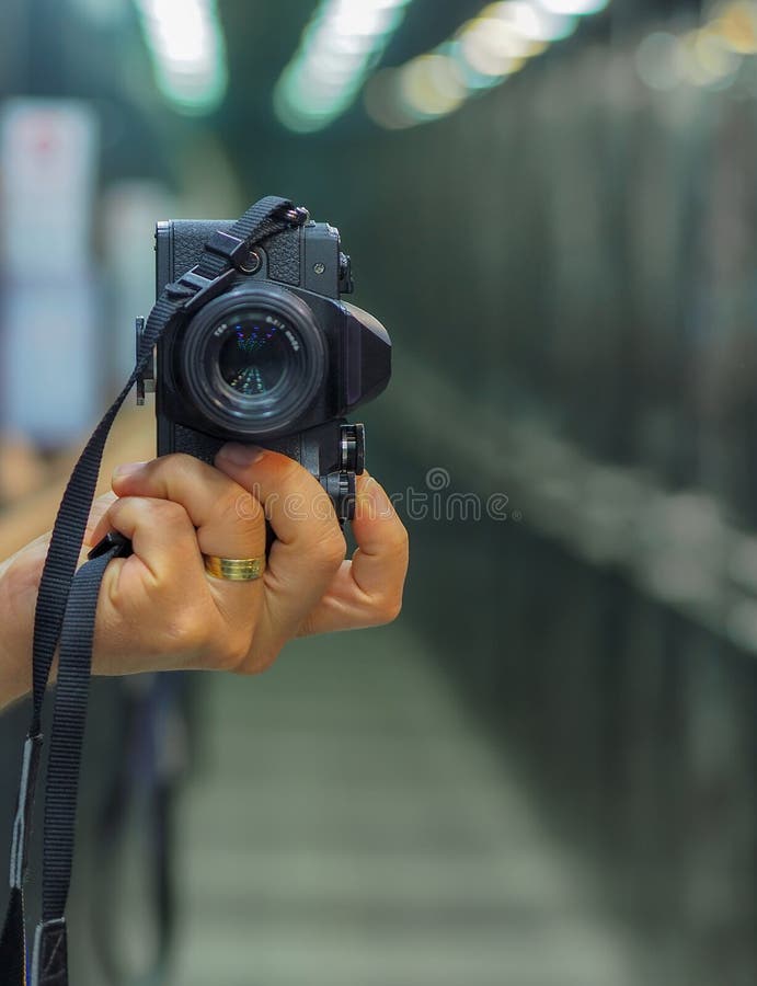 Handheld Shooting with a Mirrorless Camera Stock Image - Image of ...