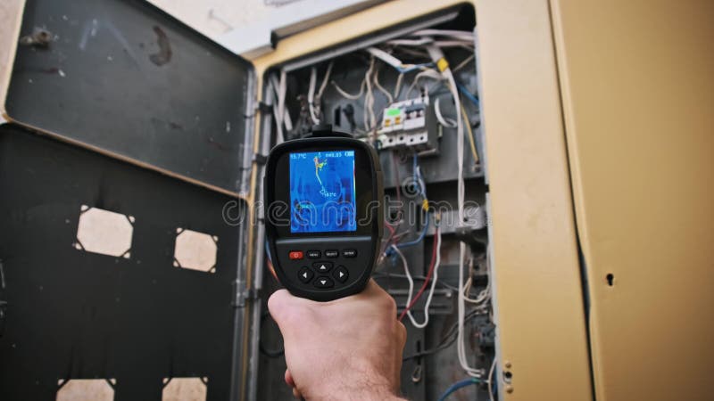 Handheld Thermal Imager Scanning Inside Electric Panel Stock Video ...