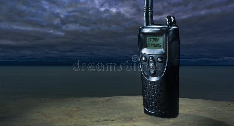 Storm Warning Flashing on a Portable Radio Stock Image - Image of ...